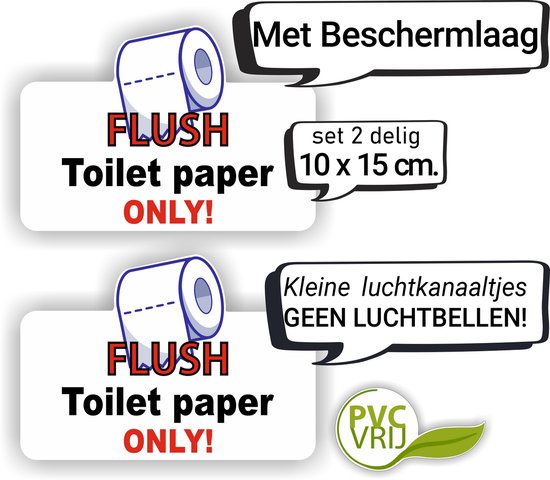 Jerma-Flush Toilet Paper Only Sticker Set–Sticker Voorkom Verstoppingen ...