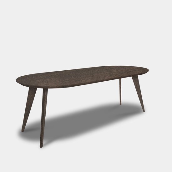 Tafel Plat Ovaal Eikenhout - Hout Onderstel - Zand | bol