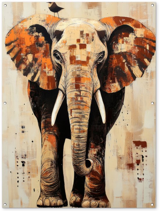 Tuinposter 120x160 cm - Tuindecoratie Olifant - Slurf - Mozaïek ...