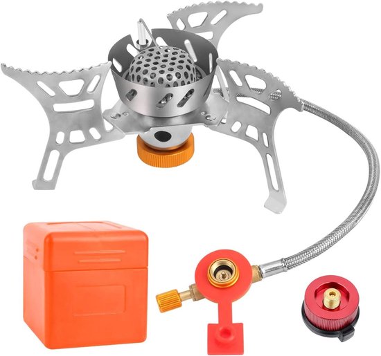 Draagbaar winddicht camping gasfornuis 3900 W - mini brander met piëzo ...
