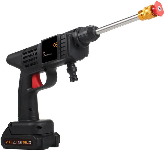 Draadloze Hogedrukreiniger 60 Bar – 21V Accu Spuit met 2 Batterijen ...
