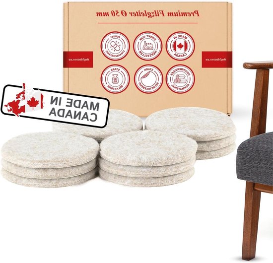 Set of 12 Light Brown Round Felt Glides for Furniture - For Table Legs ...