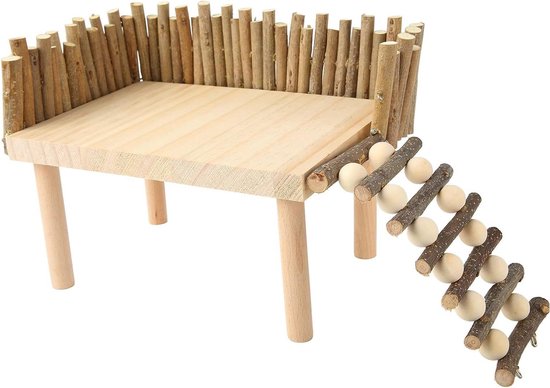 Klimplatform met ladder voor kleine huisdieren: speeltuin met hek | bol