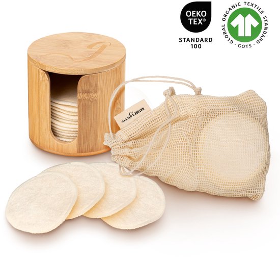 Herbruikbare Bamboe Wattenschijfjes - 14x Dagelijks én Scrub Pads ...