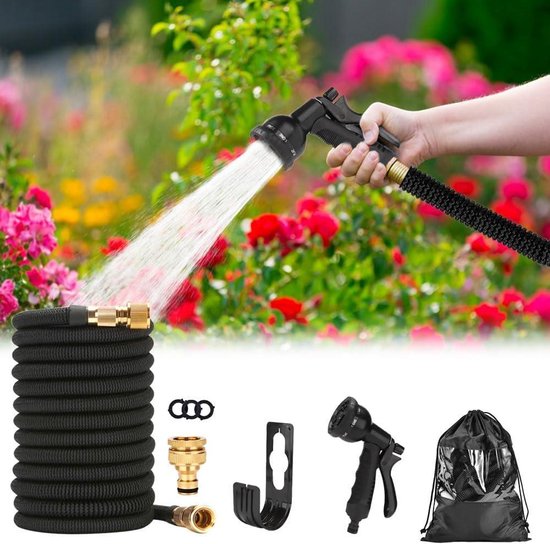 Allecto Plus - Flexibele Tuinslang 15 m - Rekbare Tuinslang met 8 ...