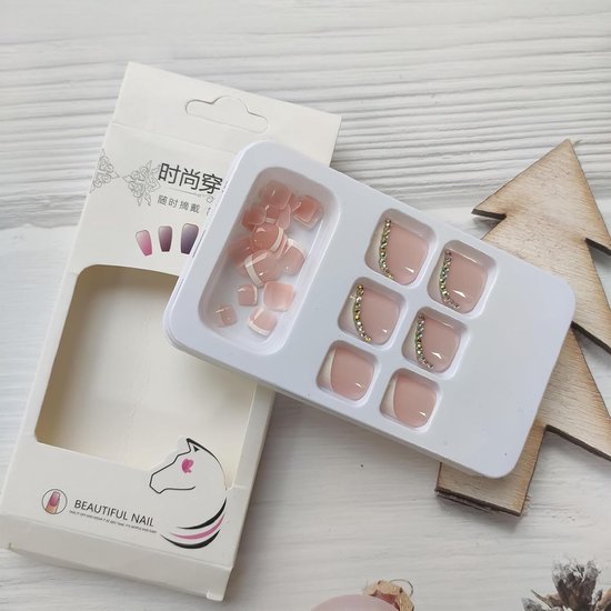 24pcs Sticker Toenails - Short French Top - Artificial Toe Nails - Solid Square -... | bol