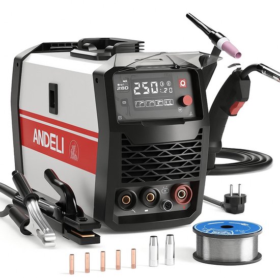 Andeli MIG-250 LED 4-in-1 Lasapparaat – MIG (Synergisch & Handmatig ...