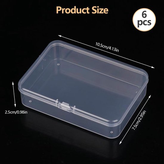 6Pcs Kleine Duidelijke Plastic Opbergdozen - 10.5x7.5x2.5cm ...
