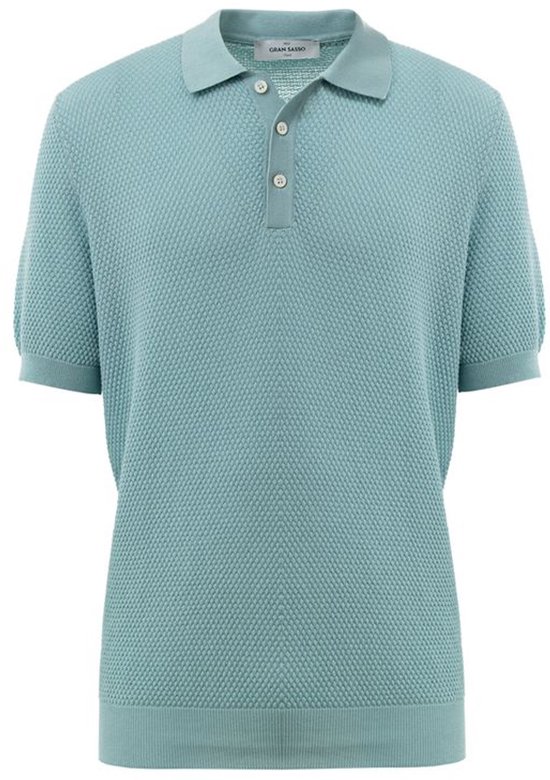 Textured Knit Polo Shirt - Blue | bol