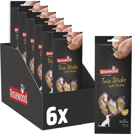 Rosewood Trio Sticks Kip Large - Kauwstaven voor Grote Honden - Met Kip ...