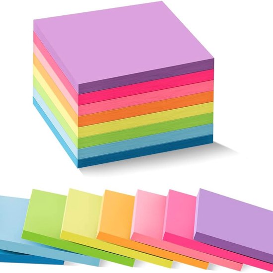 8 Stuks - Sticky Notes Gekleurde - Memoblok - met 800 Memoblaadjes ...