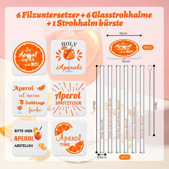 Aperol Spritz Cadeau 12 Stuks Inclusief Aperol Rietjes Glas Witte ...
