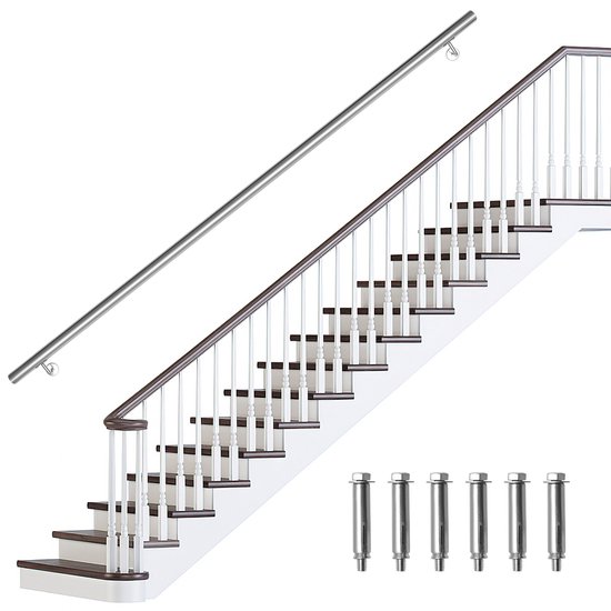 Trapleuning Roestvrij staal leuning zilver 200 cm Ø 42 mm V2A Roestvrij ...