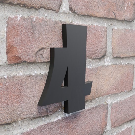 Huisnummer Showcard 4 zwart - Huisnummerbord - 15 cm - zelfklevend | bol