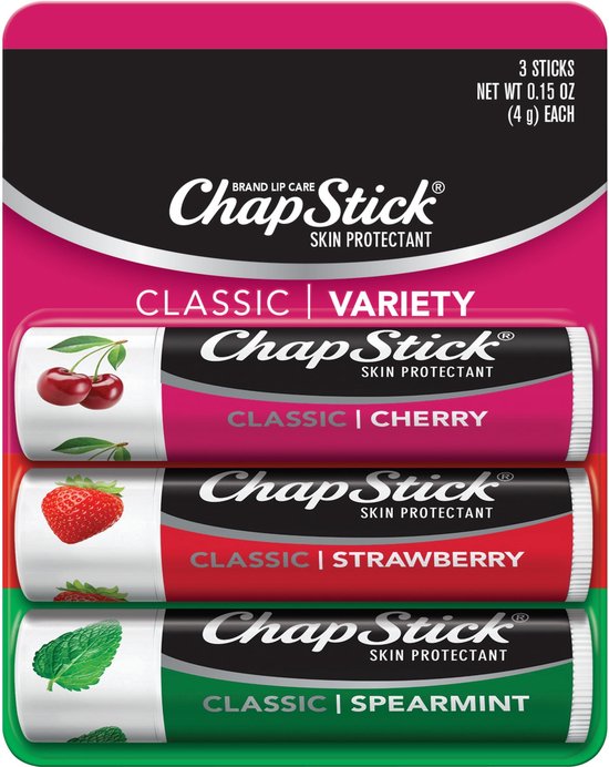 ChapStick Classic Cherry, Spearmint and Strawberry Lip Balm | bol