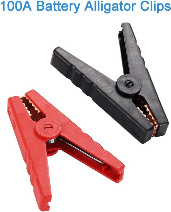 Allecto Premium - 2 Stuks Lange Accu Krokodillenklemmen 96mm - 100A ...