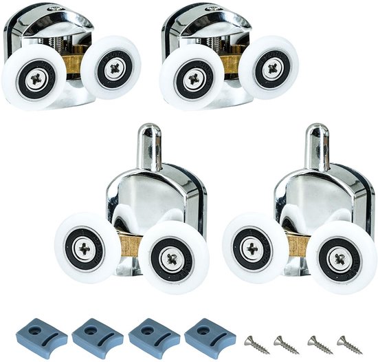 4 stuks 23 mm douchedeurwieltjes - reserveonderdelen - 2 bovenste en 2 ...