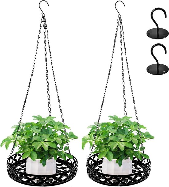Metal Flower Hanger 2 Pieces Hanging Planters Indoor Outdoor Balcony ...