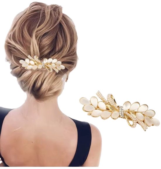 Sierlijke Haarclip parels, kristal |Youhomy jewerly| goudkleurig ...