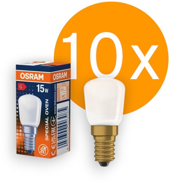 Osram Ovenlamp E14 15W 2700K 85lm 230V - Mat - Warm Wit licht - 10 ...