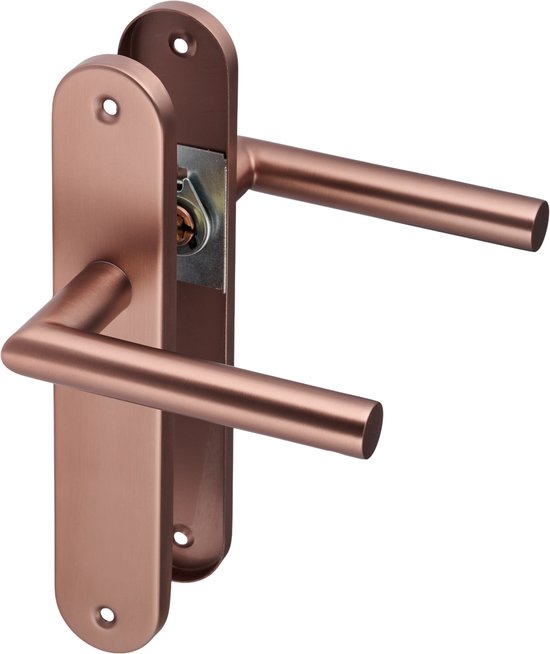 Ostiumhome® Ferrano - Deurbeslag - Deurklink op Rond Schild - Mat Koper ...