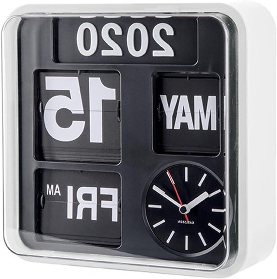 Mini Wall Clock with Calendar - Folding Display - White - KA5364WH | bol