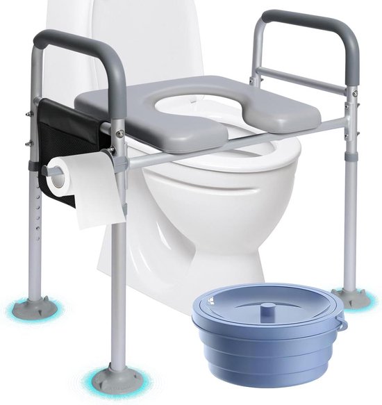 Toilet Seat Riser with Armrests - Height Adjustable for Seniors with ...