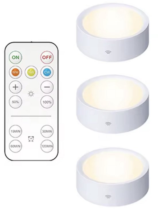 LED lampjes - LED spotjes - 3 stuks - 6CM - Warm en koud licht - Met ...