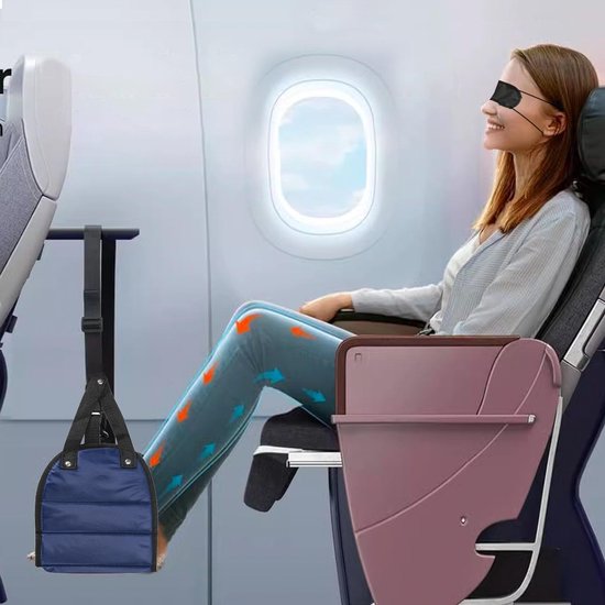Airplane Footrest Strap with Eye Mask - Portable Travel Footrest for ...