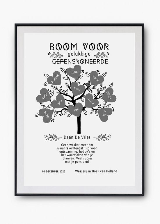 ecadeauleeuw Pensioenposter - Origineel cadeau met boom & wensen - A4 | bol