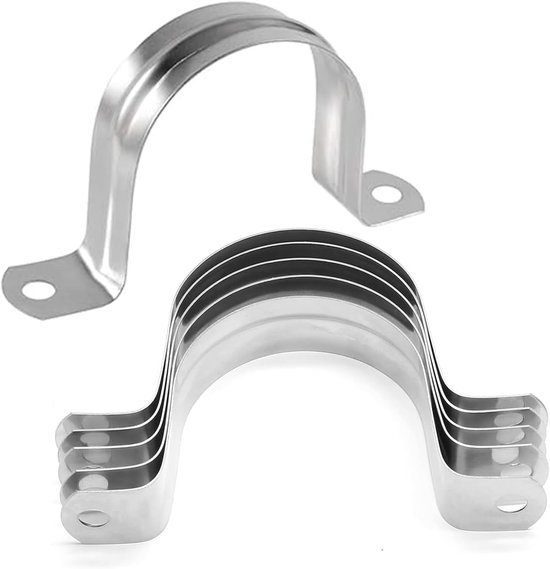 NAMYEUT 50 Pcs U-Shape Pipe Clamps 50mm Stainless Steel Bracket Clips ...