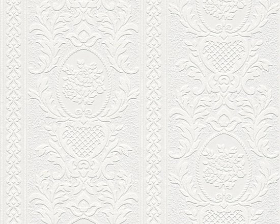 Dikke relief behang wit | bol