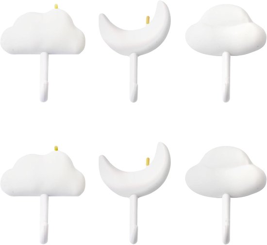 Allecto Premium - Decoratieve haakjes voor muur met wolkenmotief - 6 ...