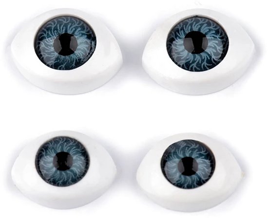 6 levensechte plastic ovale poppenogen - oogjes met iris blauw - 13 x ...