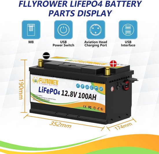 12V 100Ah LiFePO4 Accu – Lithium Accu – Boot Accu – Camper Accu ...