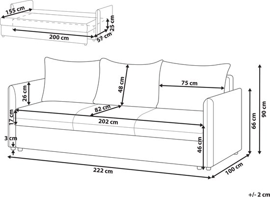 HOLSEN - Driezitsbank - Beige - Stof | bol