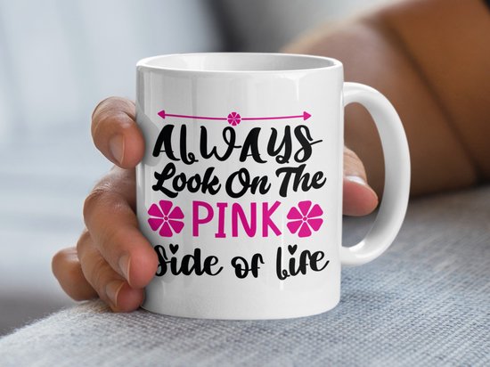 Roze Optimisme Mok, Altijd Naar de Roze Kant Kijken, Positieve Vibes ...