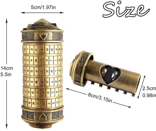 TRANKIELO® - Da Vinci Code Mini Cryptex Puzzelbox – Creatief Valentijnsdagcadeau –... | bol