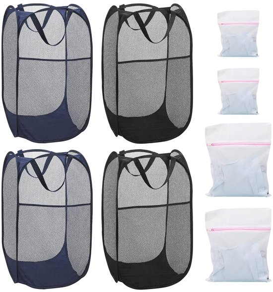 Opvouwbare wasmanden - 75 liter - set van 4 - mesh - inklapbaar | bol