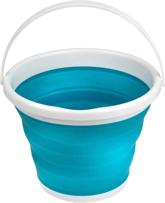 Compacte inklapbare emmer blauw - grote 10L capaciteit stevige ...