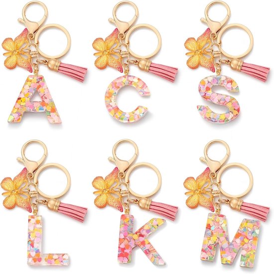 Smoakez - Sleutelhanger Meisjes met Roze Beginletter Vlinder Letter ...