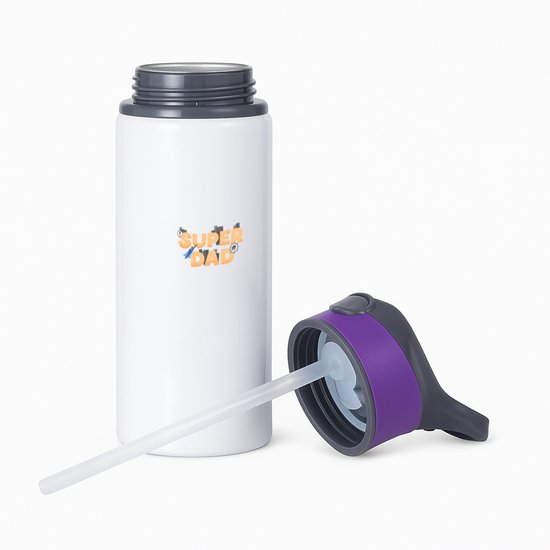 Hacebo® - super dad waterfles met rietje paars - Vader - papa ...