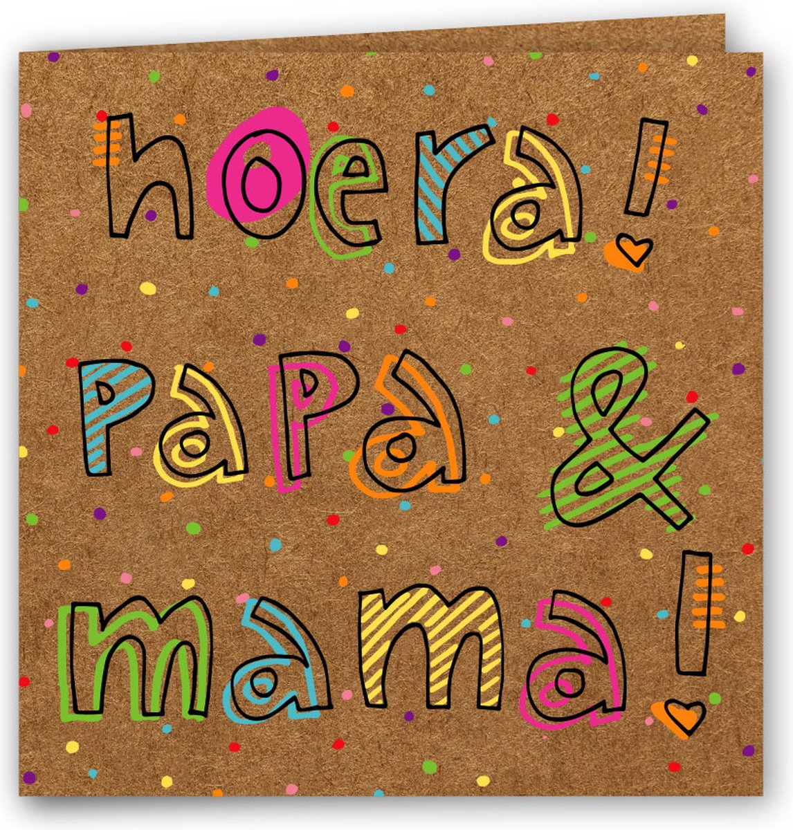 Hiep Hiep Hoera! Papa & Mama! - Kraft - Dubbele kaart - Handlettering - Felicitatie | bol.com