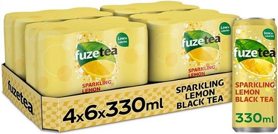Frisdrank fuze tea black tea sparkling lemon 330ml - 24 stuks | bol