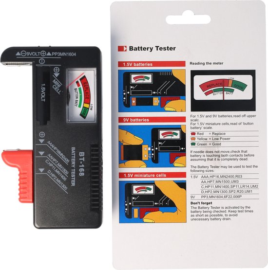 Batterijtester Digitaal - Batterijen Tester Meter Zwart - Batterij ...