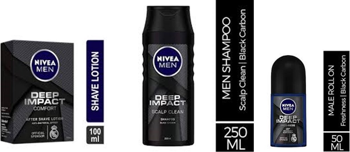 NIVEA MEN Deep - Set - After Shave / Shampoo - Deo Roller | bol.com