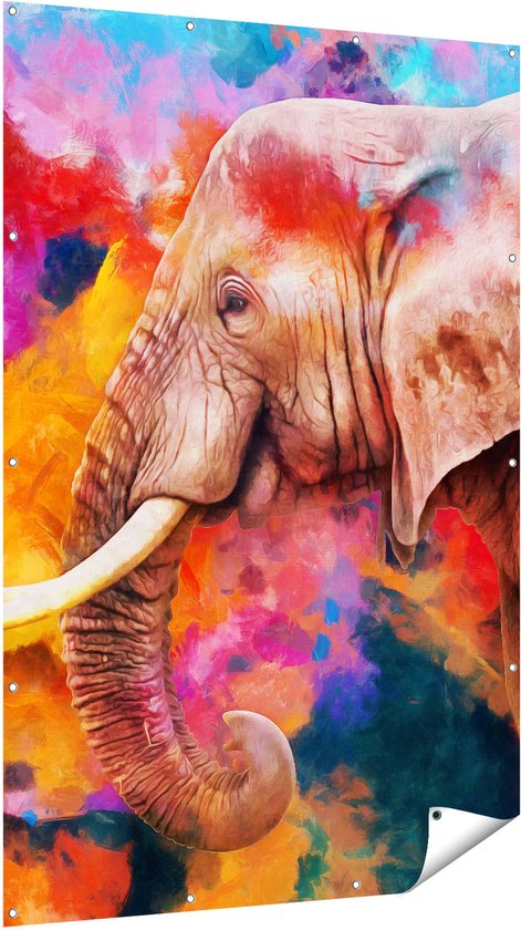 Gards Tuinposter Kleurrijke Olifant - Abstract - 120x180 cm - Tuindoek ...