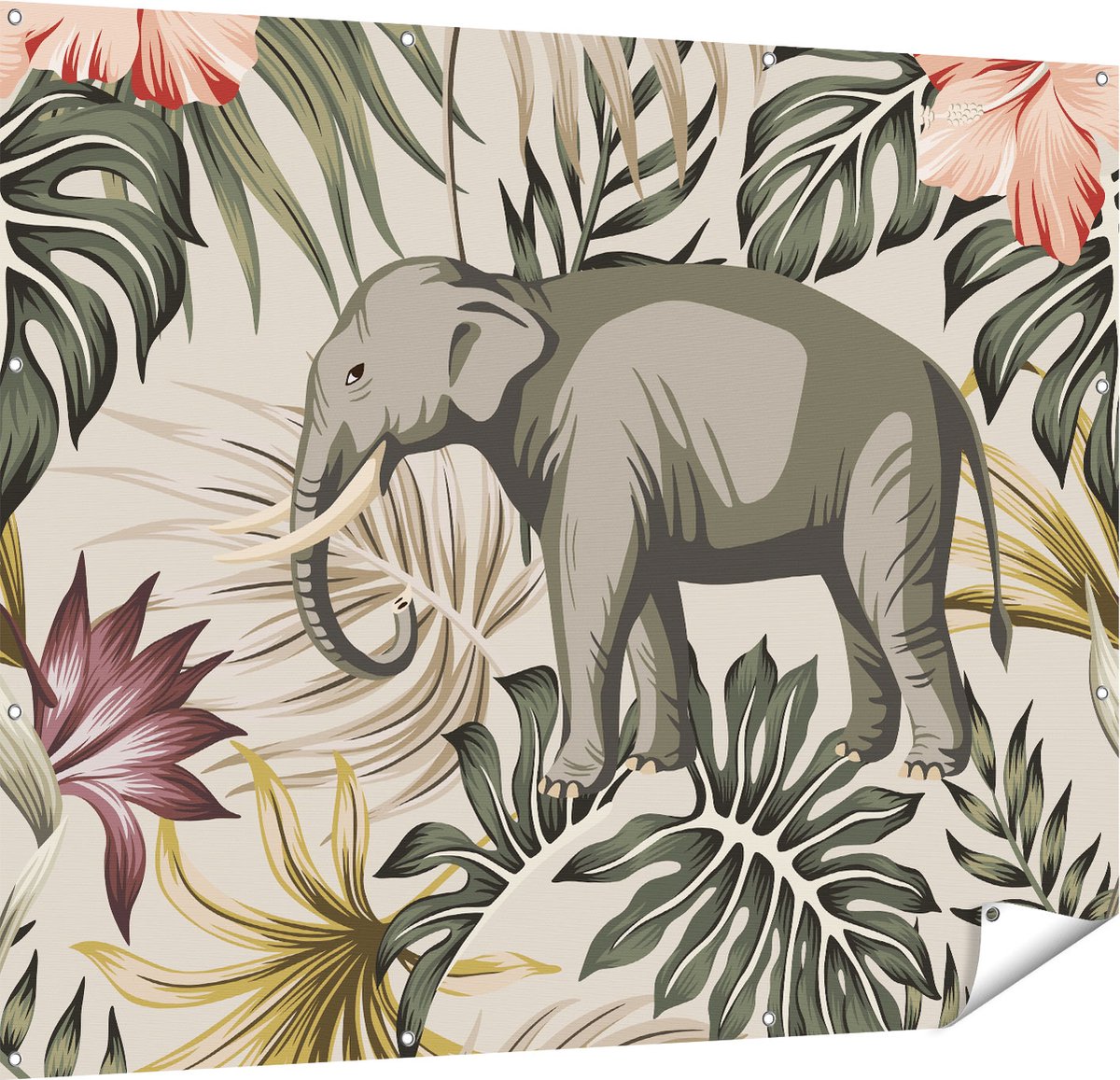 Gards Tuinposter Tropisch Getekende Olifant - Abstract - 150x120 cm ...