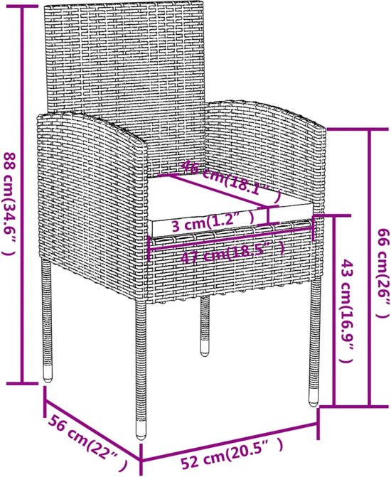 Maison Exclusive - 3-delige Tuinset poly rattan zwart | bol