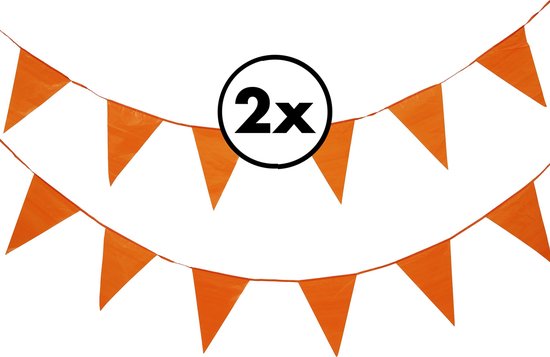 Luxe oranje Oranje vlaggenlijn 2x 10 meter - Koningsdag versiering ...